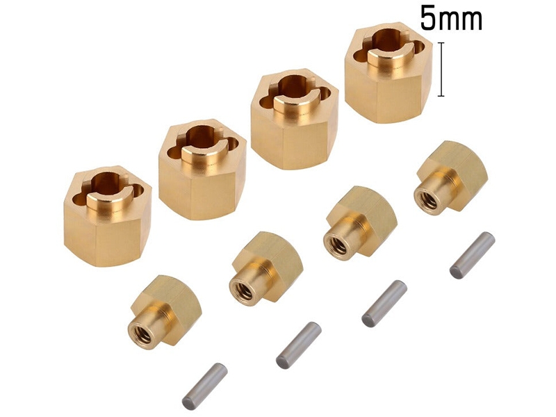 Injora 5mm Brass Wheel Hex Hub Extenders for Axial SCX24 | Voltage Models