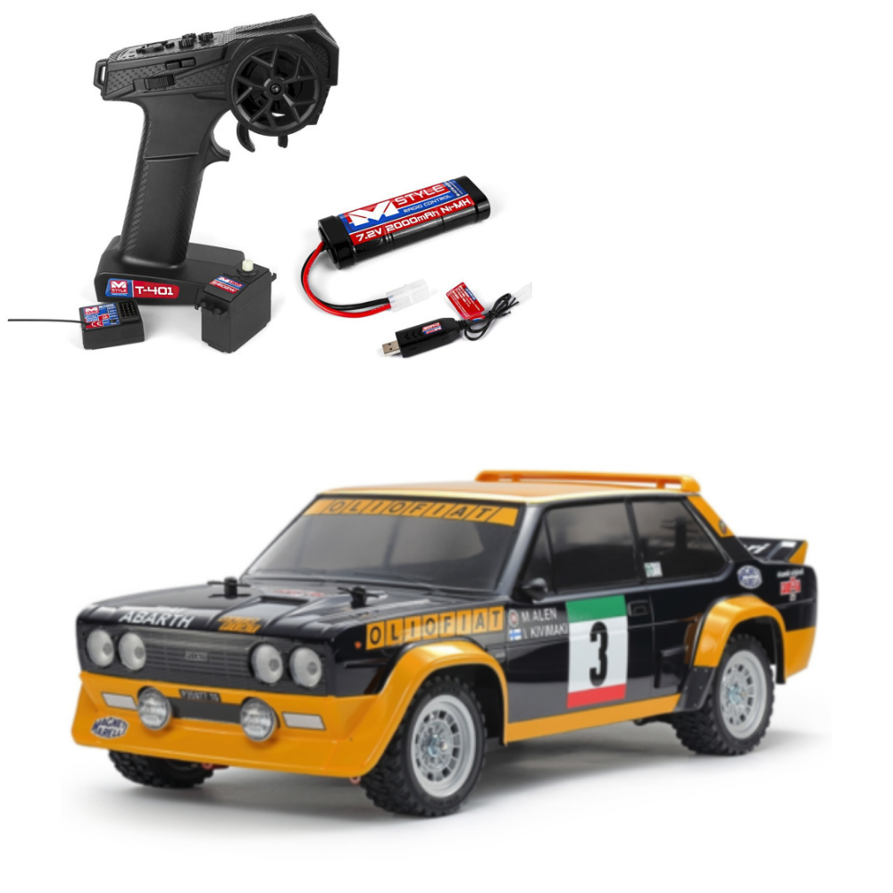 Tamiya Fiat 131 Abarth Rally (MF-01X) Painted Body + RC Equipment Bundle | Voltage Models