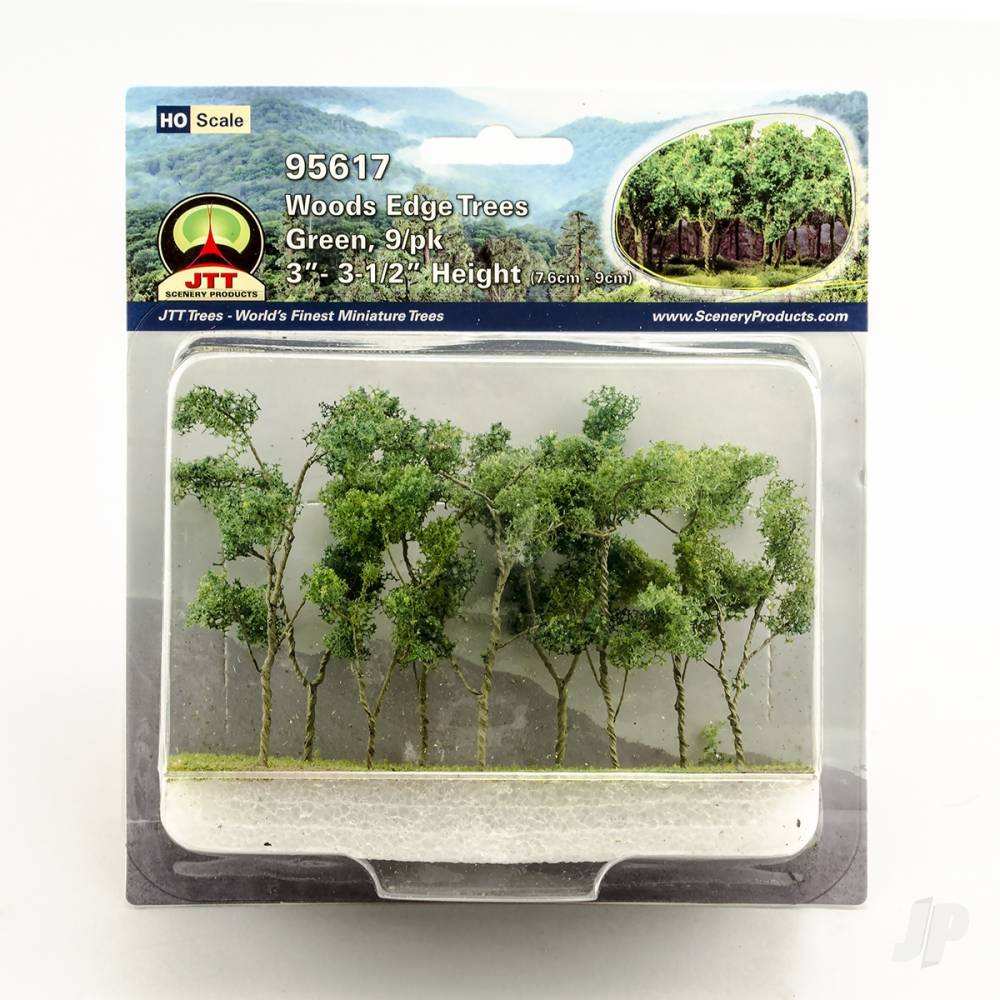 Woods Edge Trees, Green, HO-Scale, (9 per pack) | Voltage Models